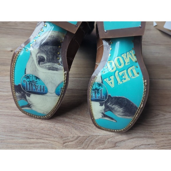 Tin Haul | Shoes | Tin Haul Deja Moo Barbed Wire Bluebrown Leather ...